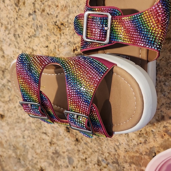Olivia & Kate | Shoes | Rhinestone Rainbow Buckle Slipin Sandals New ...